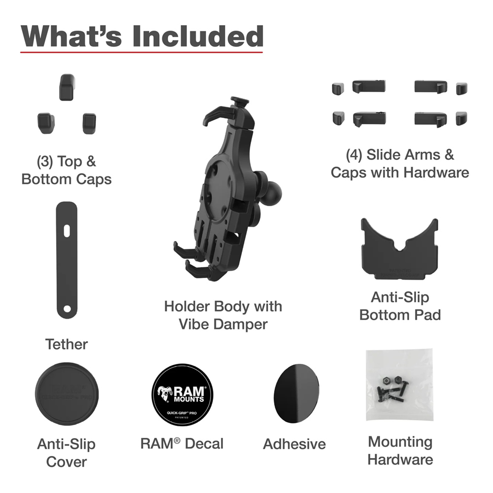 RAM Quick-Grip Pro Phone Holder with Ball & Vibration Damper (RAM-HOL ...