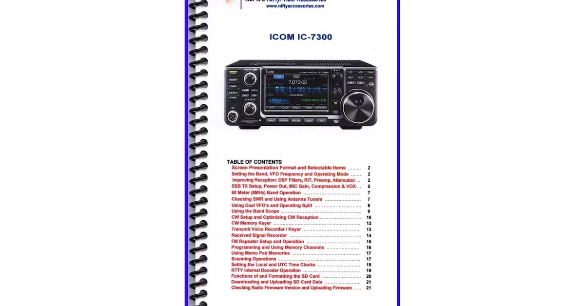 Amateur Radio Books | Nifty Mini Manual for Icom IC-7300 (MM-IC7300 ...