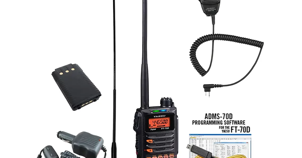Yaesu FT-70D Ultra Bundle with ADMS-70D, Speaker Mic, Antenna, Battery ...